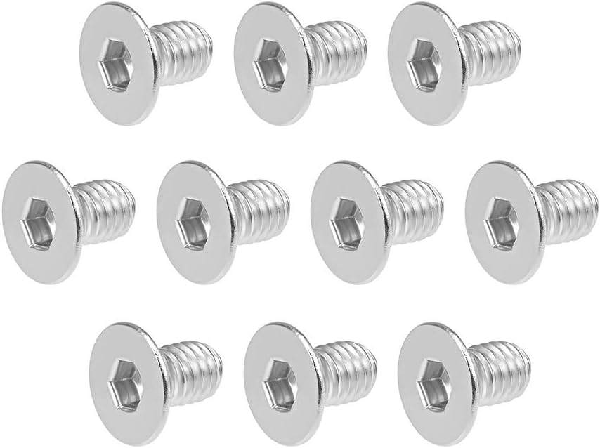 uxcell M6x10mm Flat Head Machine Screws Inner Hex Screw 304 Stainless Steel Fasteners Bolts ...
