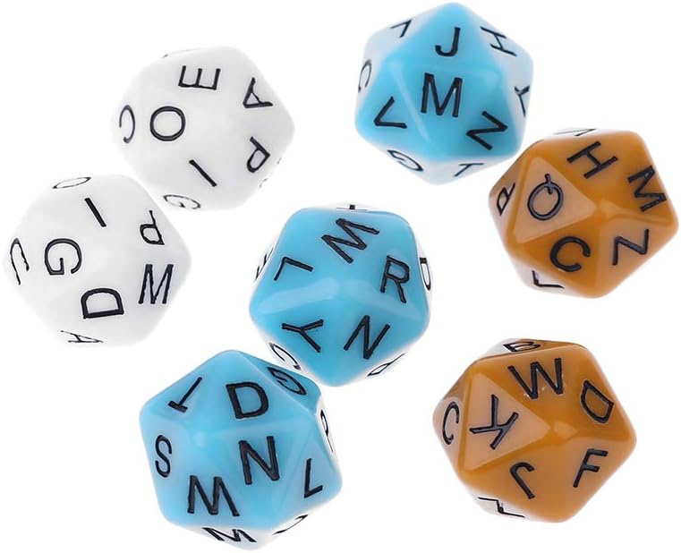 Polyhedral Dice Sets, 7pcs/Set 20-Sided D20 English Alphabet Letters ...
