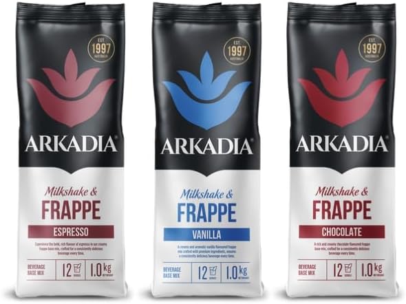 Arkadia Frappe Powder Mix 3 Pack – Vanilla, Espresso & Chocolate – Iced ...