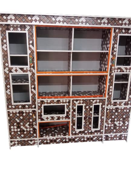 Wooden Particle Board Modern Wooden Showcase Almirah Brown Color ...