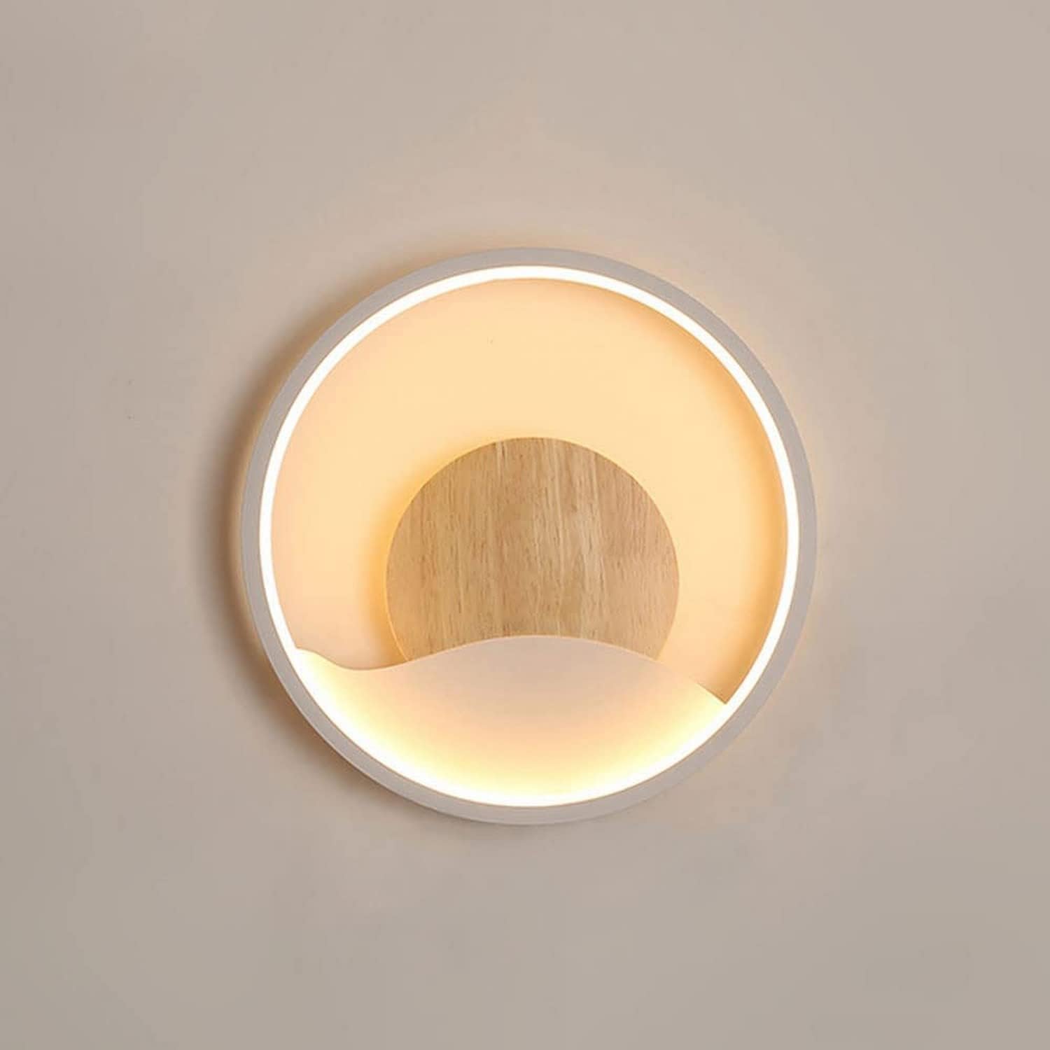 Wall Sconces, Wall Light Modern Metal Wood Ring Wall Sconce Bedroom ...