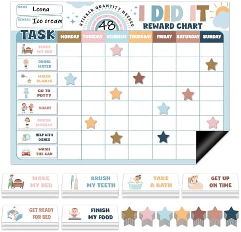 Amazon.com : Magnetic Reward Chart for Kids at Home Boho Rainbow I Did ...