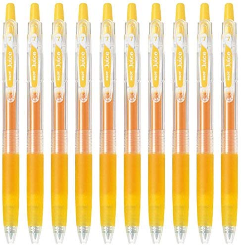 Pilot Juice 0.7mm Gel Ink Ballpoint Pen, Yellow Ink, Value Set of 10 ...