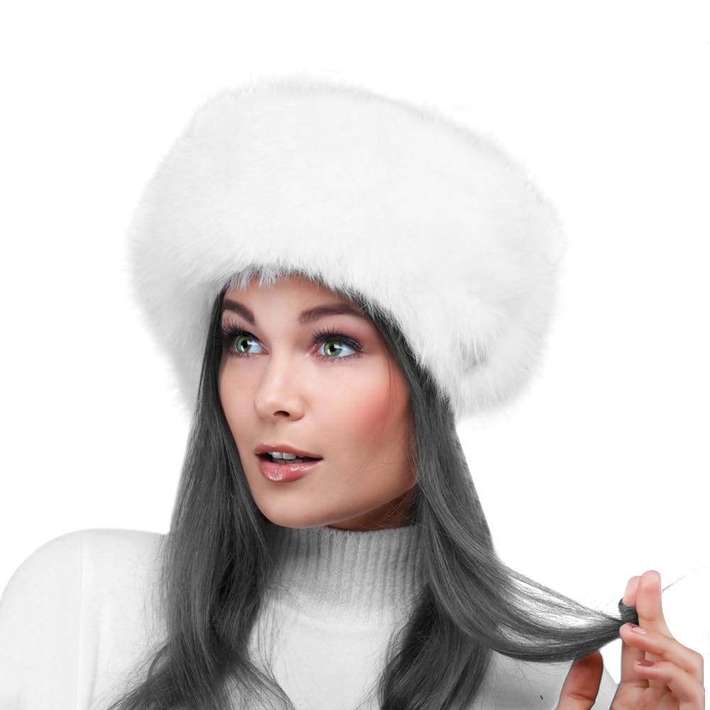 YBCCBY Women Faux Fur Headband, Ladies Russian Cossack Style Winter Caps, Fluffy Earwarmer ...