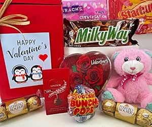 Amazon.com: Valentine's Day Gift Box Basket - Bundle of 9 Items - Heart ...