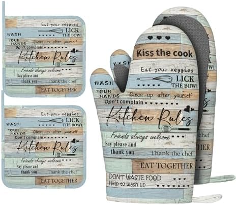 Amazon.com: Oven Mitts and Pot Holders Sets of 4 Rustic Farmhouse Rusty ...