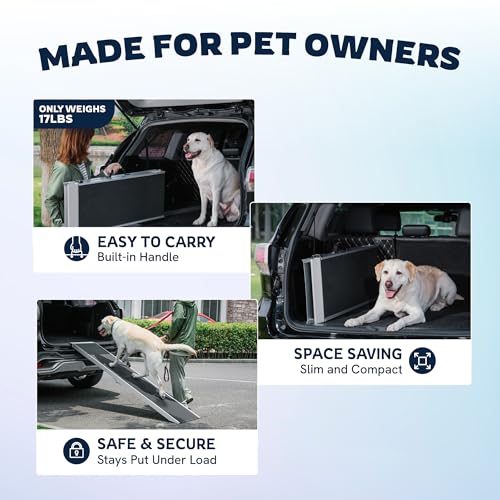 Panther Armor Foldable Aluminum Dog Ramp, Large Size, Foldable Pet Ramp ...