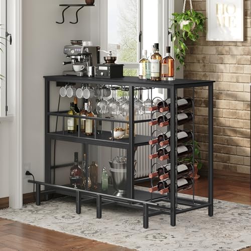 Amazon.com: MAHANCRIS Home Bar Unit, 44.9" L Bar Table with Power ...