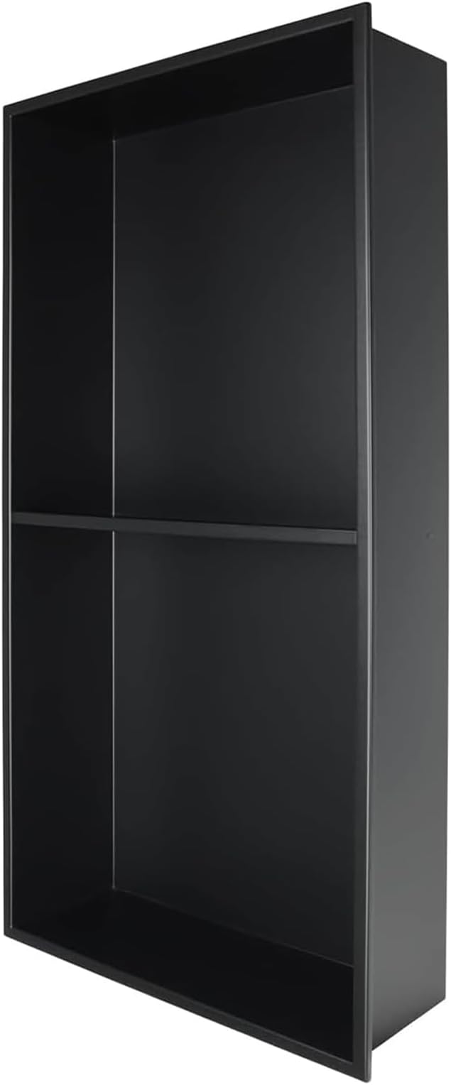 IKITRAEE 12"×24" Matte Black Double Selves Stainless Steel Shower Niche ...