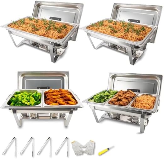 Amazon.com: Festa Essential 4 Pack 8QT Rectangular Chafing Dish Buffet ...