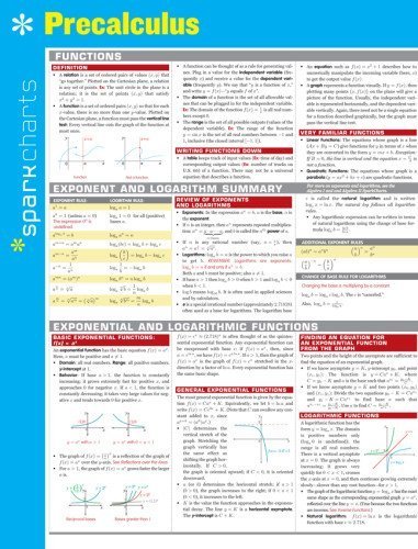 Precalculus SparkCharts by SparkNotes (February 4, 2014) Wall Chart ...