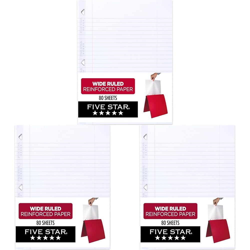 Amazon.com : Five Star Loose Leaf Paper, Notebook Paper, Wide Ruled ...