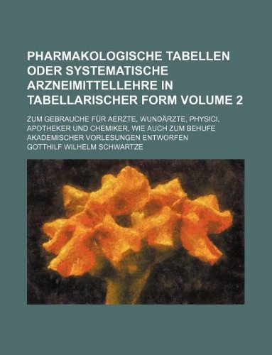 Pharmakologische Tabellen oder systematische Arzneimittellehre in ...