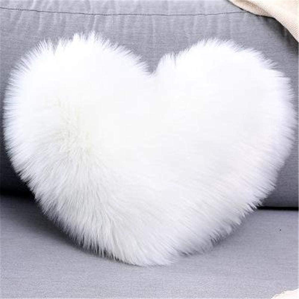 Fadcaer White Heart Decorative Pillow, Soft Heart Plush Cushion, Cute ...