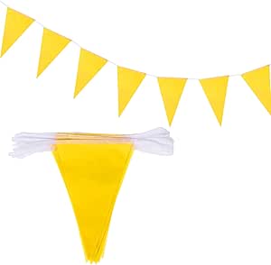 MECCANIXITY 50 Feet Yellow Pennant Banner Flags String Triangle Hanging ...
