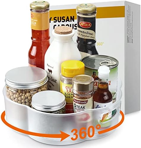 mDesign Lazy Susan Turntable Condiment Holder – Plastic Revolving ...