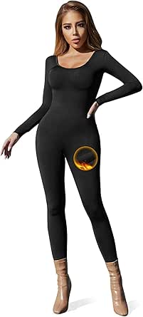 Amazon.com: VUTRU Womens Fleece Lined Sexy One Piece U Neck U Back Long ...