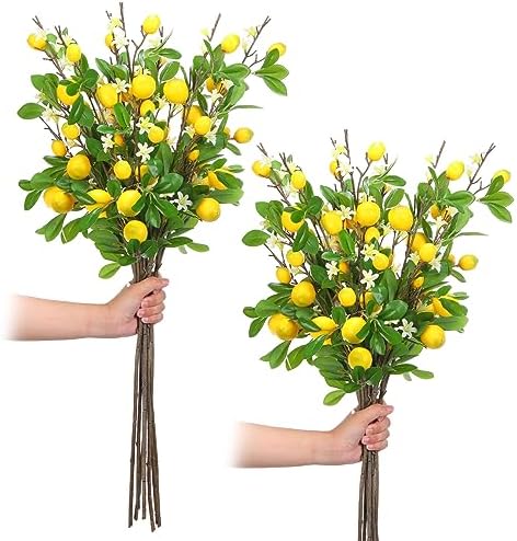 Amazon.com: MINYULUA 5pcs Artificial Lemon Branch Pick Vivid Yellow ...