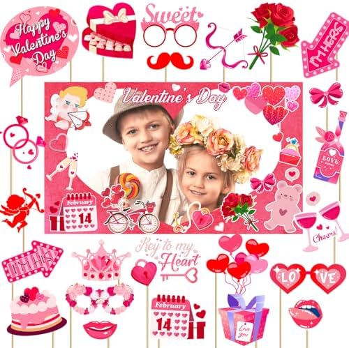 Amazon.com: 27PCS Valentines Day Birthday Photo Booth Party Props ...