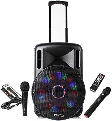 Fenton FT15LED Portable PA System with Wireless & Wired Mics, 15 ...