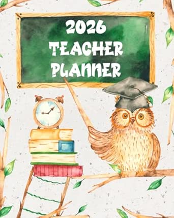 Cute Watercolor Owl 2026 Teacher Planner Weekly and Monthly: Minimalist ...