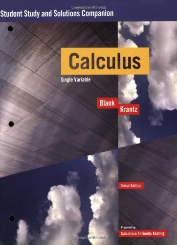 Calculus, Student Study and Solutions Companion: Single Variable: Blank ...