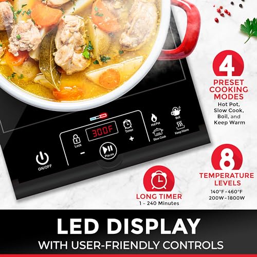 Mueller RapidTherm Portable Induction Cooktop, 1800W Hot Plate Electric ...