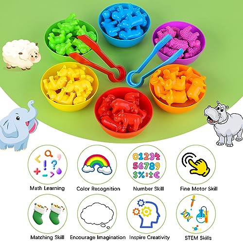 BBLIKE Animal Counting Toys, Kids Montessori Sorting Toys with Bowl ...