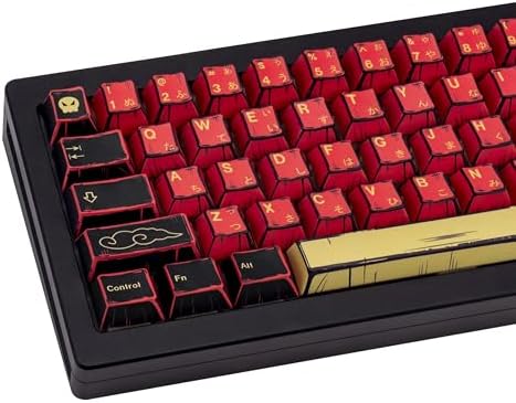 Amazon.com: GEKUCAP Retro Red Black Anime PBT Keycaps Cherry Profile ...