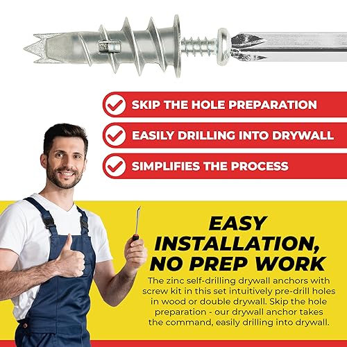Snapklik.com : Qualihome Zinc Self Drilling Drywall Anchor Hollow Wall ...