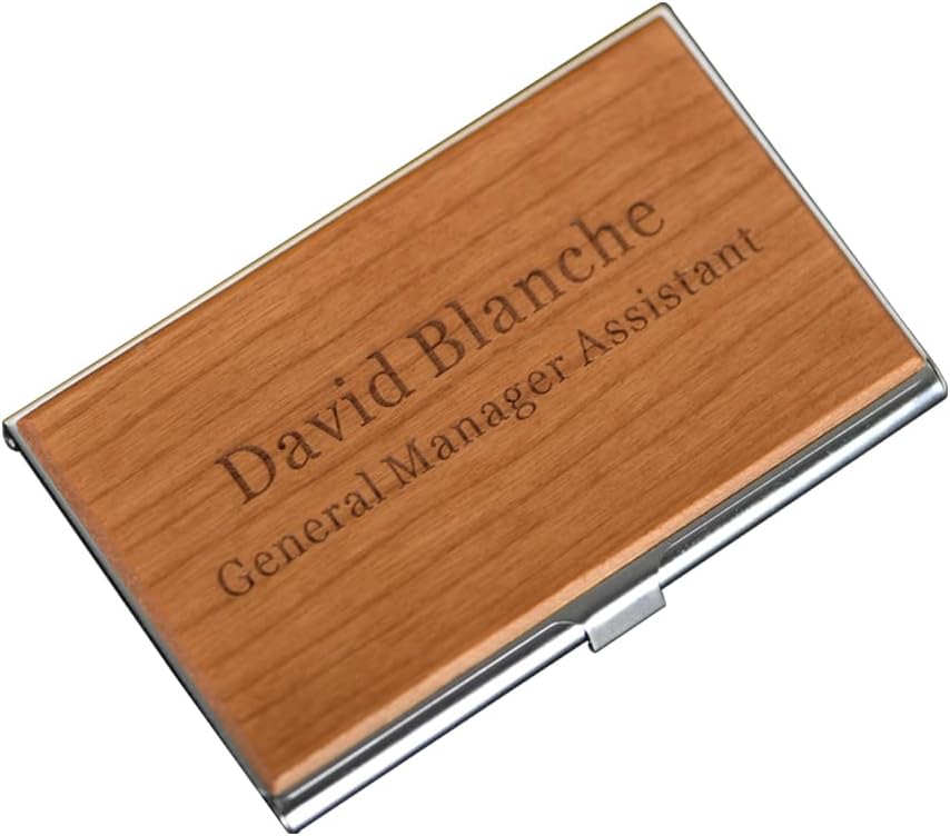 Amazon.com: Asbanzerks Personalized Wooden Business Card Holder, Custom ...