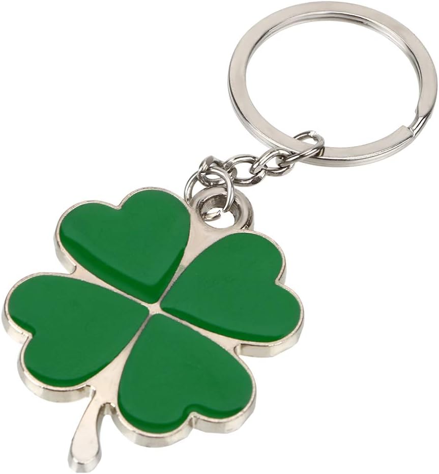 Metal Keyring Four Leaf Clover Lucky Shamrock Green Enameled : Amazon ...