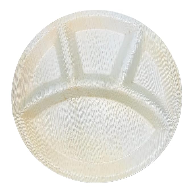 7 APPLE 11 inch, 50 Pack, 4-Compartment Disposable Bagasse Plates | Eco ...