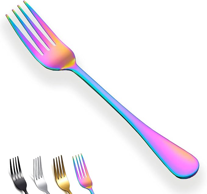 Amazon.com: Rainbow Dinner Forks Set of 4, Berglander Stainless Steel ...