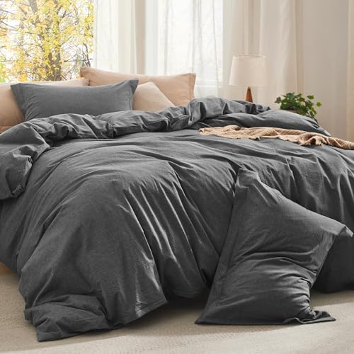 Amazon.com: CLOTHKNOW Grey Comforter Set California King 3Pcs Dark Gray ...