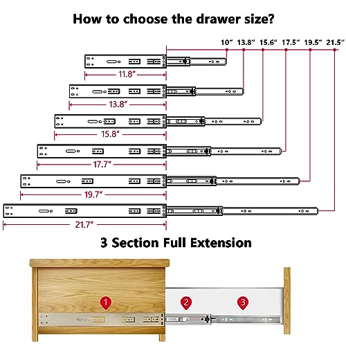 Snapklik.com : 14 Inch Drawer Slides, Soft Close Drawer Slide Glides ...