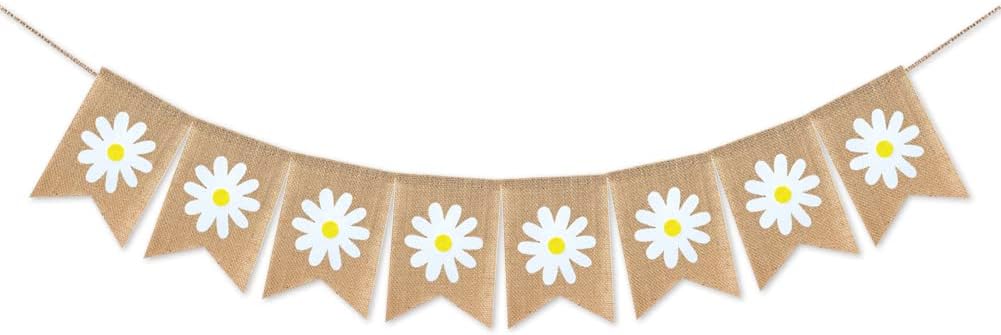 Amazon.com: Jute Burlap Daisy Banner Summer Daisy Flower Banner Burlap ...