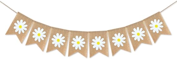 Amazon.com: Jute Burlap Daisy Banner Summer Daisy Flower Banner Burlap ...