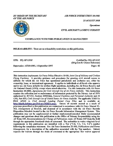 AIR FORCE INSTRUCTION 10-1001 CIVIL AIRCRAFT LANDING PERMITS (English ...