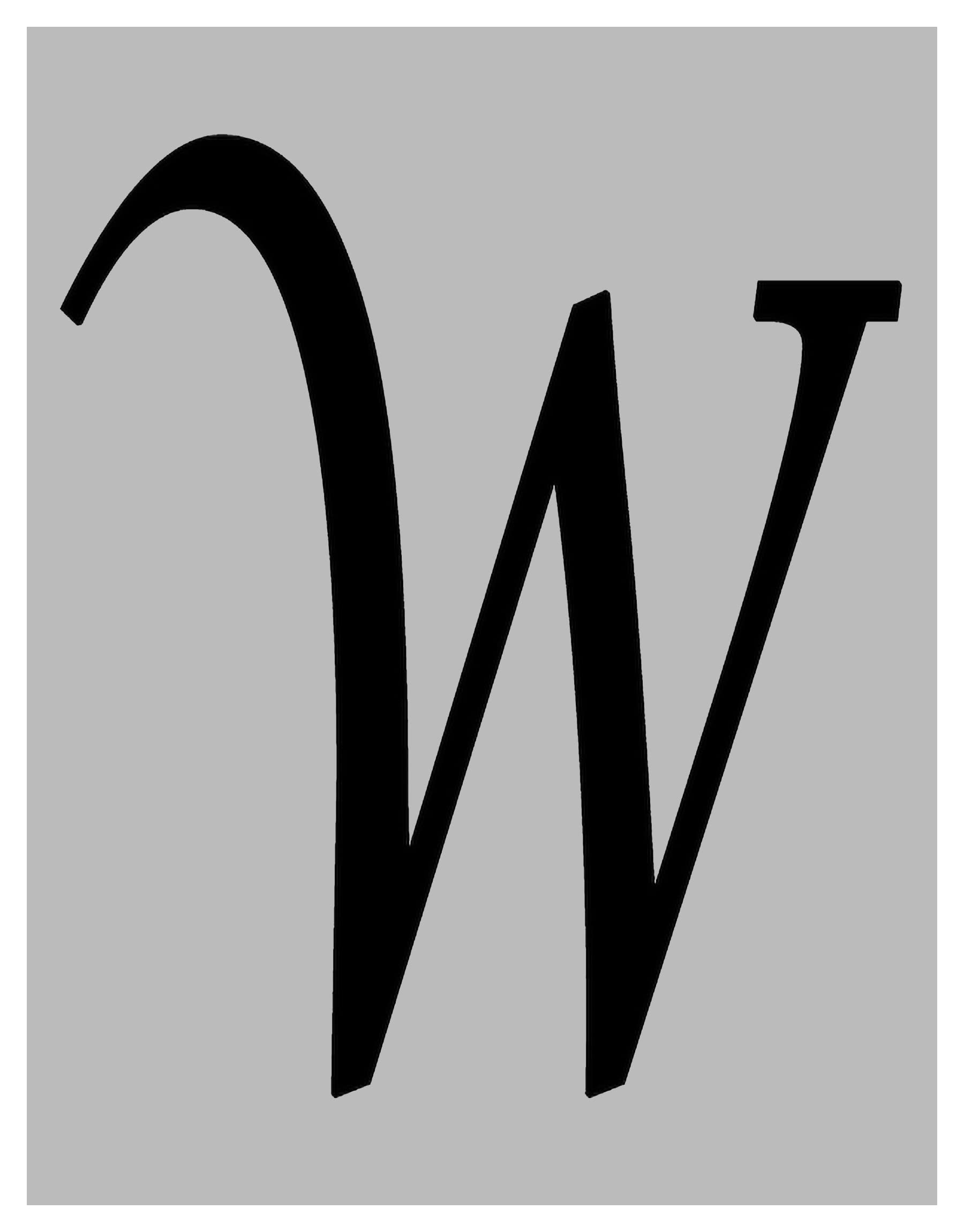 Amazon.com : Calligraphy Monogram 9" Tall Letter "W" Stencil - Reusable ...