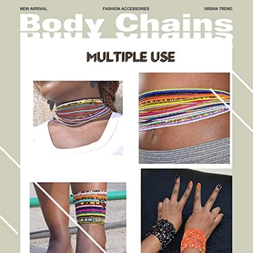 Amazon.com: Reetan Boho Waist Beads Elastic Layered Waist Chain ...