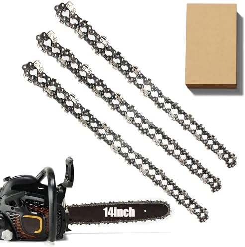 3 Pack Chainsaw Chain for 14 Inch (35cm) Bar, 3/8" LP 52 Drive Links 0. ...