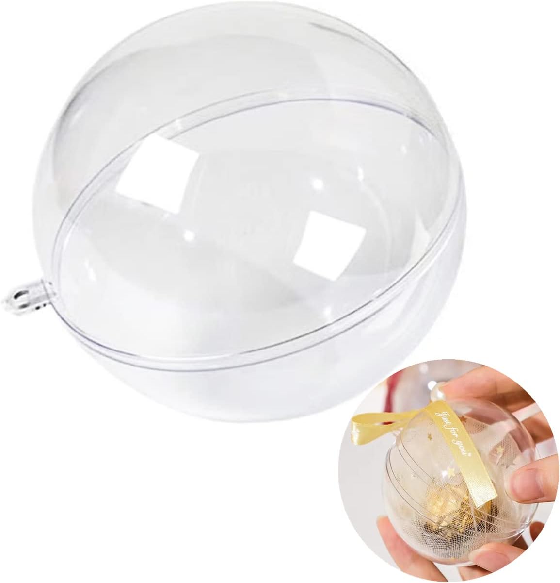 20Pcs Clear Xmas Ornaments Balls， 80 mm/3.15" DIY Fillable Transparent ...