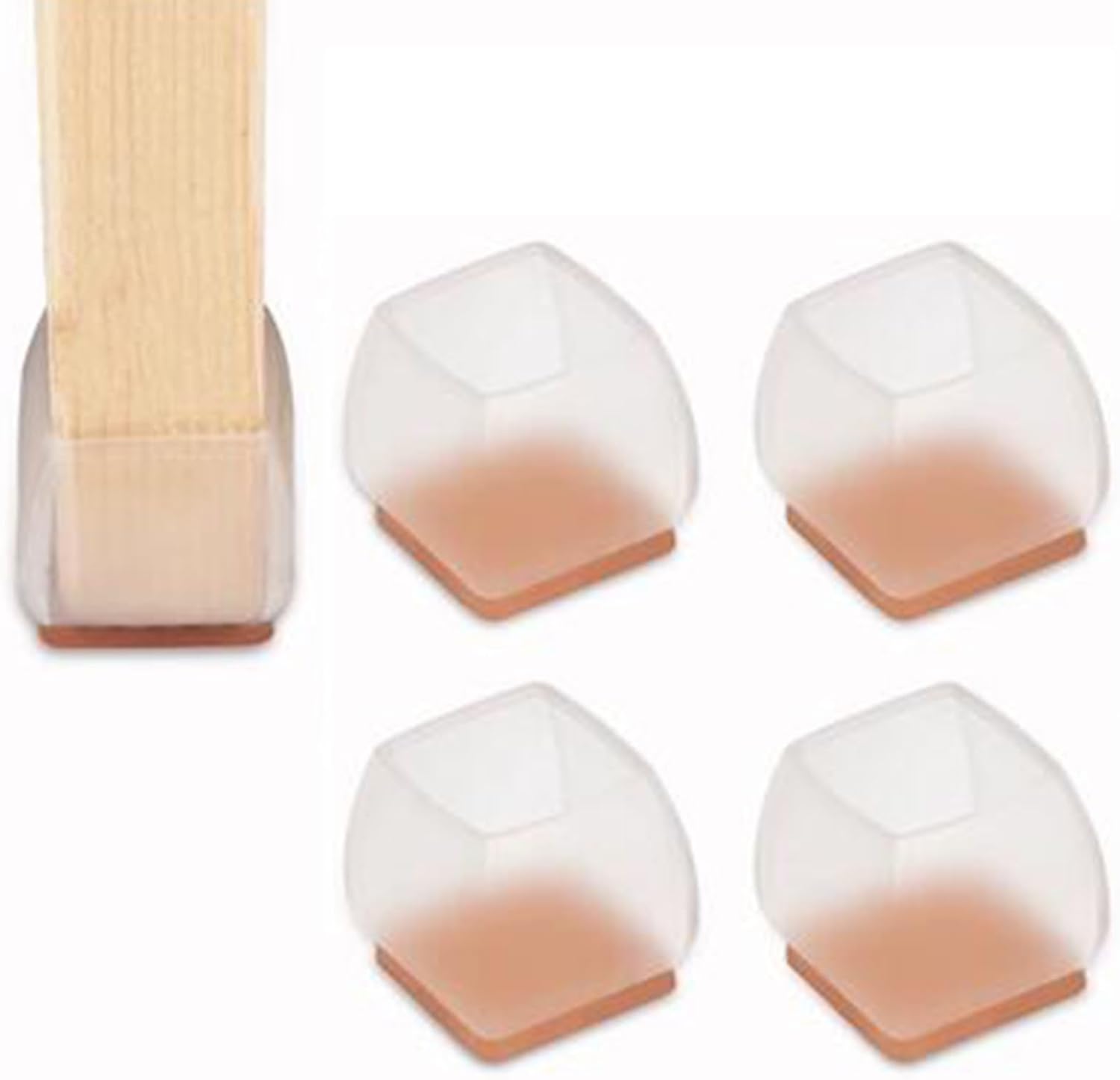 Set of 4 Round Square Chair Leg Floor Protectors, Moving Table Leg Pads ...