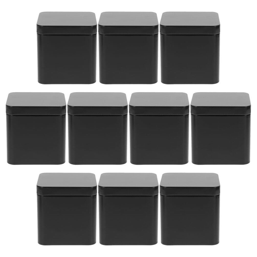 Luxshiny 10pcs Metal Tin Square Tea Containers Metal Storage Box Empty ...