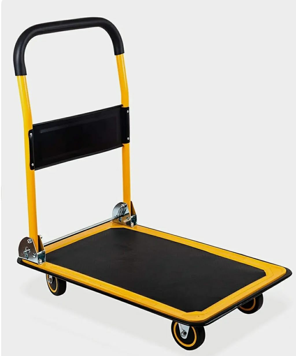 Shoppers Hub PNQ Heavy Duty Small Metal Foldable Yellow CART Trolley ...
