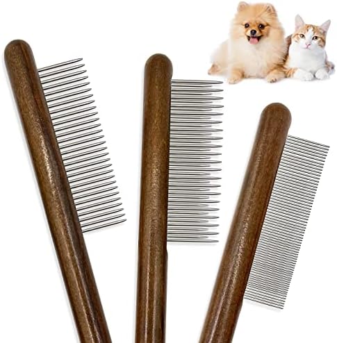 Amazon.com : 3 Pack Solid Wood Cat Combs,Flea Lice Comb with Rounded ...
