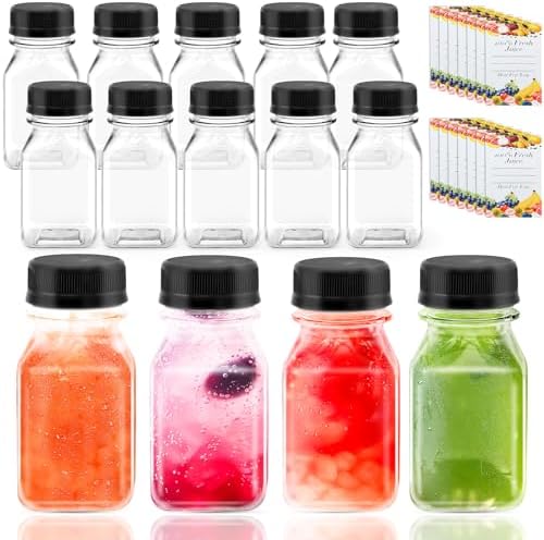 XIANGLONGY 14 PCS 120ml Shot Bottles, PET Plastic Small Bottles with ...