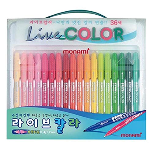 MONAMI LIVE COLOR Water-Based Twin Marker, Fine & Bullet Dual Tip ...