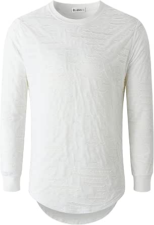 Amazon.com: KLIEGOU Mens Hipster Hip Hop Long Sleeve Hole T Shirt (05 ...
